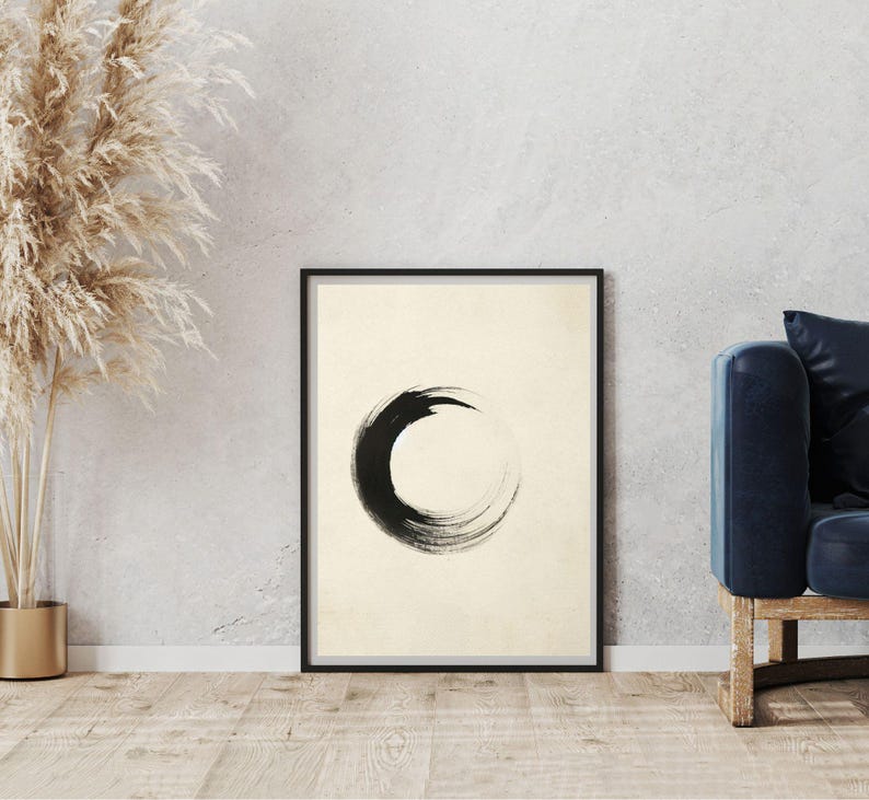 Minimalist Zen Enso Circle Digital Wall Art | Japanese Ink Brush ...