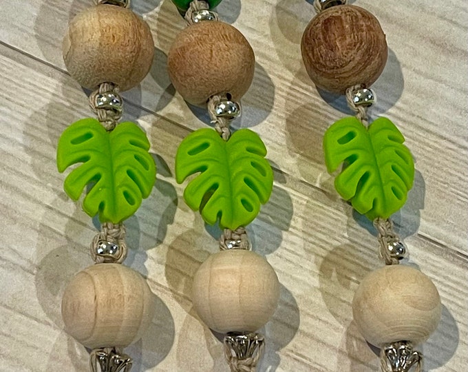 Monstera Bead, Hemp Keychain, Monstera Leaf, Purse Tassle, Key Chain ...
