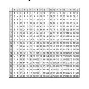 Plain 20x20 and 10x10 Printable Multiplication Charts - Etsy