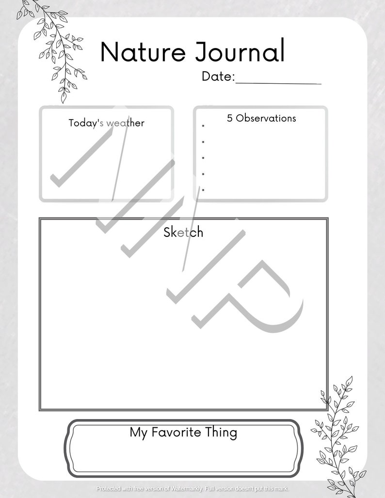 Nature Journal Printable Page With Minimalist Leaves - Etsy