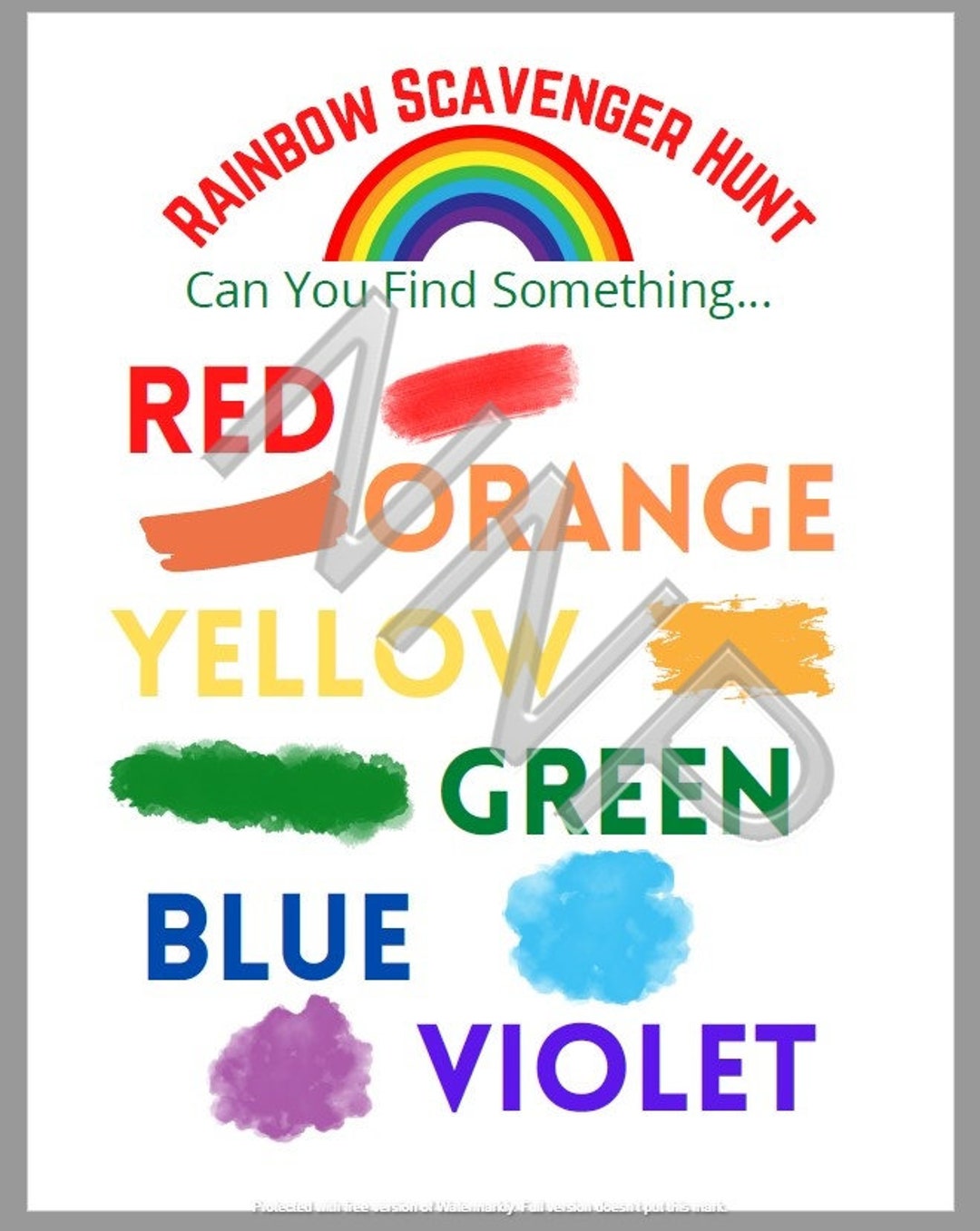 Rainbow Scavenger Hunt Printable - Etsy