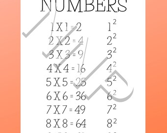 20x20 Multiplication Chart Printable Pack - Etsy
