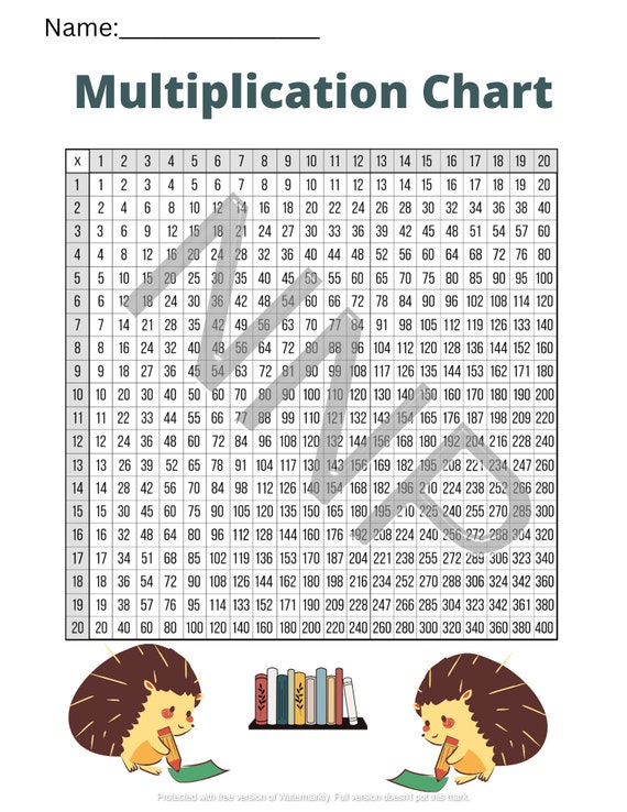 Multiplication Table 20x20