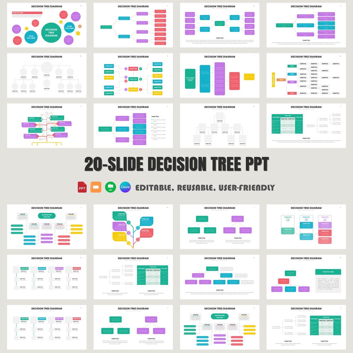 20-slide Decision Tree Infographics PPT Template | Unique Diagram, Tree ...