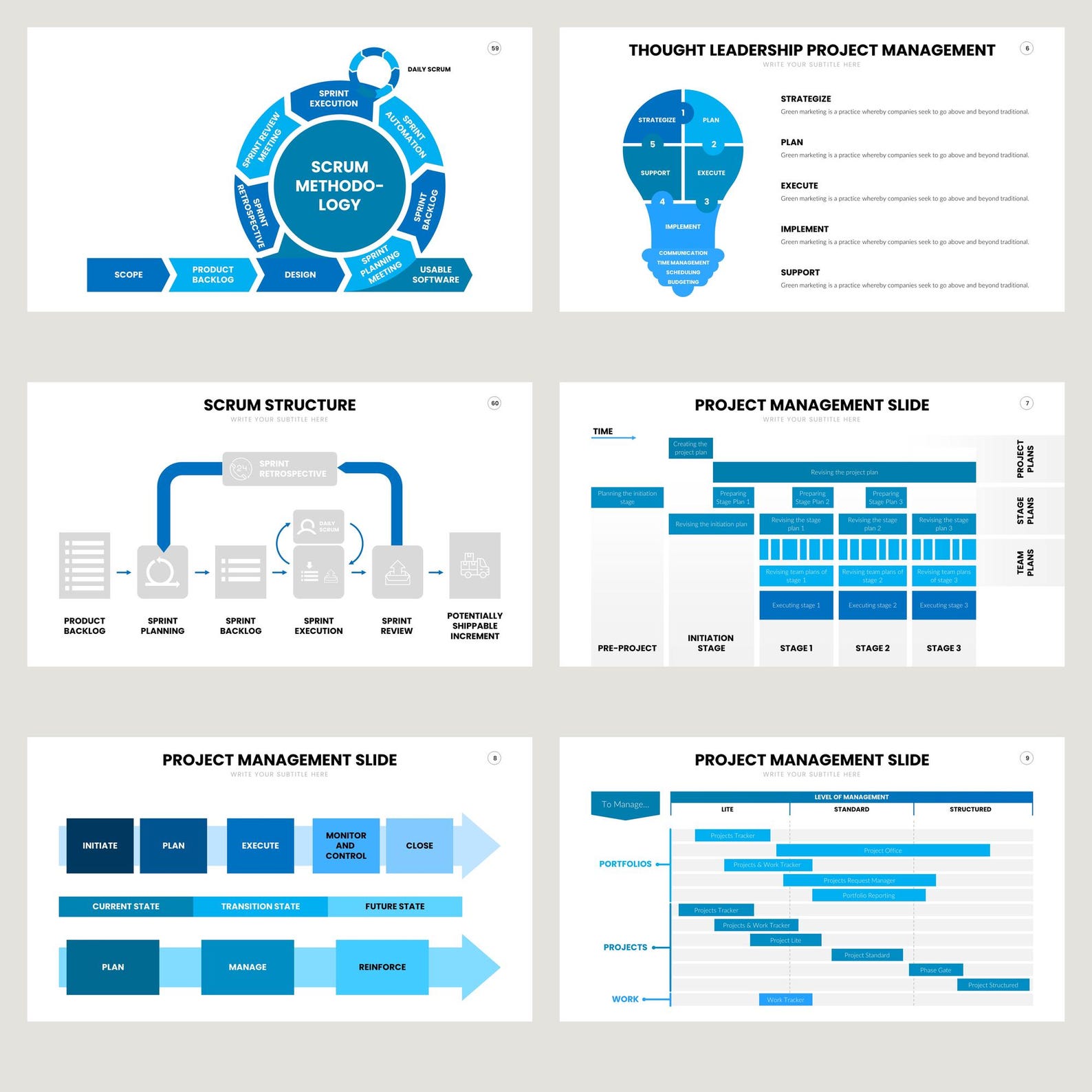 60-slide Project Management Template Infographic Template | Scrum ...