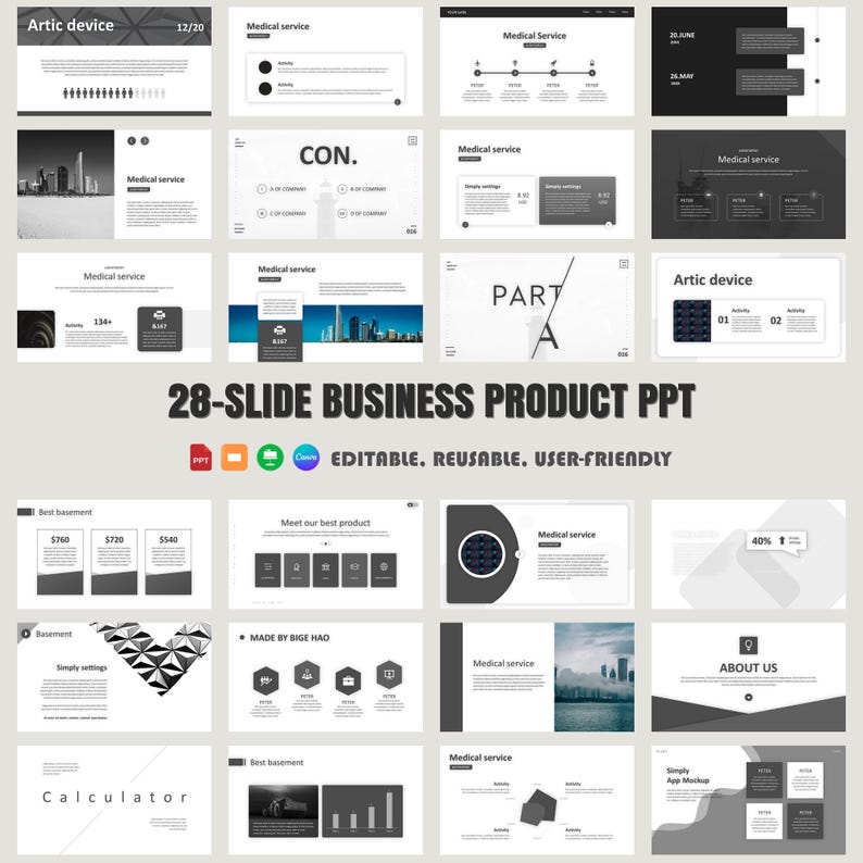 28-slide Minimalist Business Product Presentation Template for Medical ...