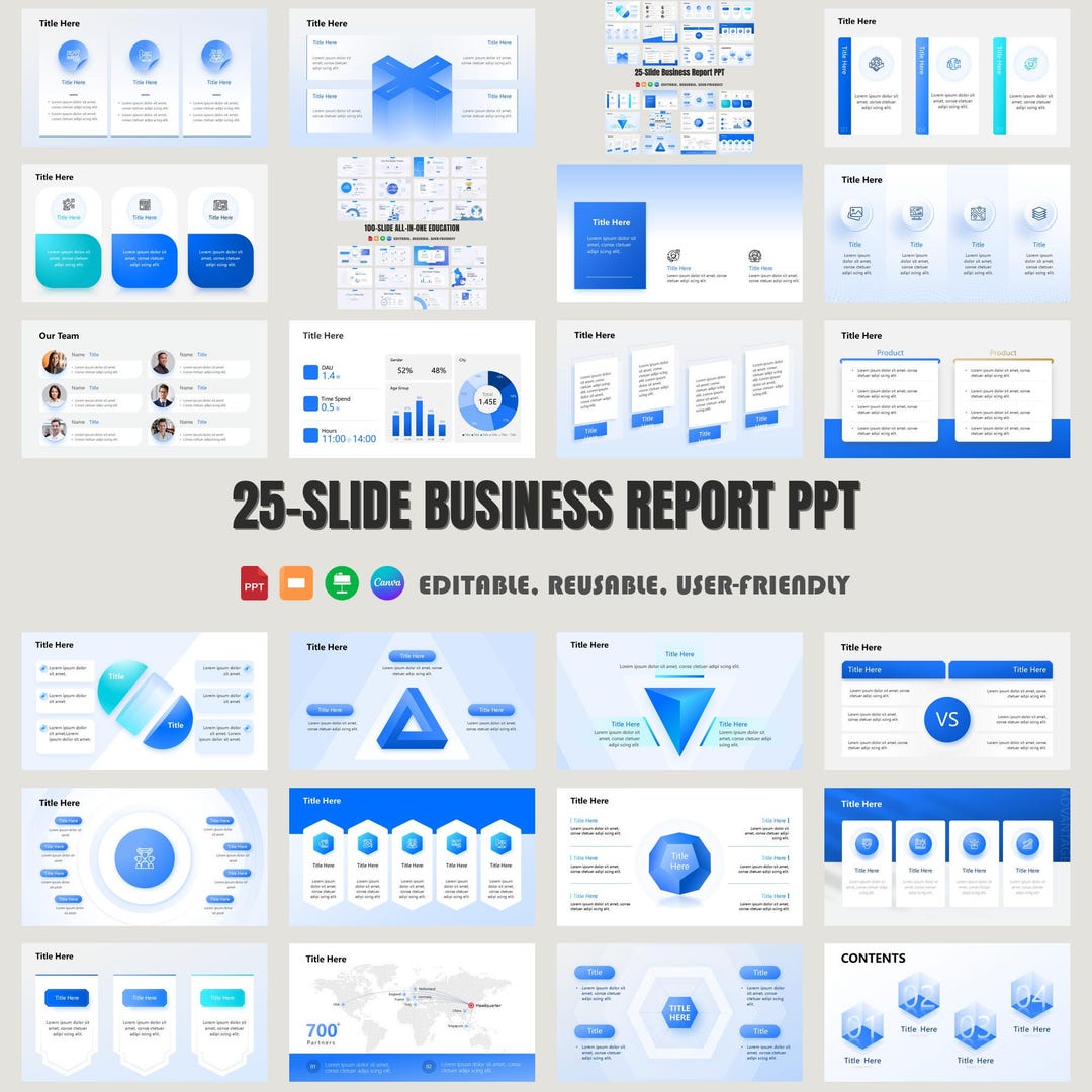 25-slide Business Report PPT Template, Google Slide, Presentation ...