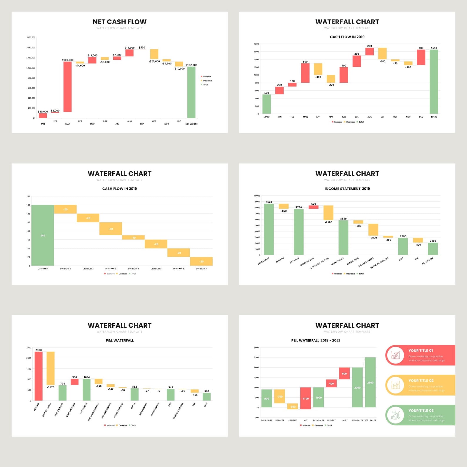 30-slide Waterfall Chart PPT Template | Data Analysis, Business ...