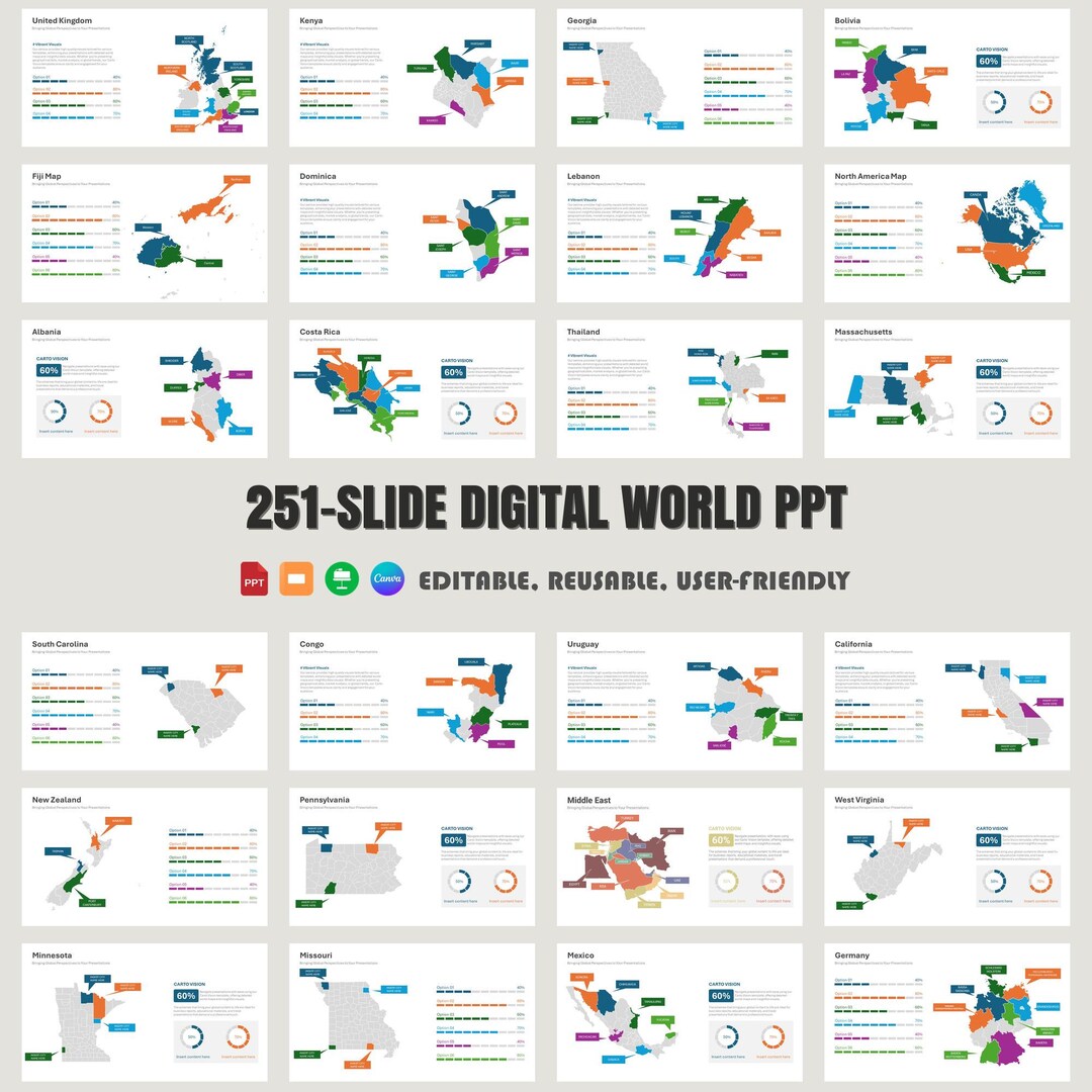 251-slide Digital World Infographics Presentation Template | USA ...