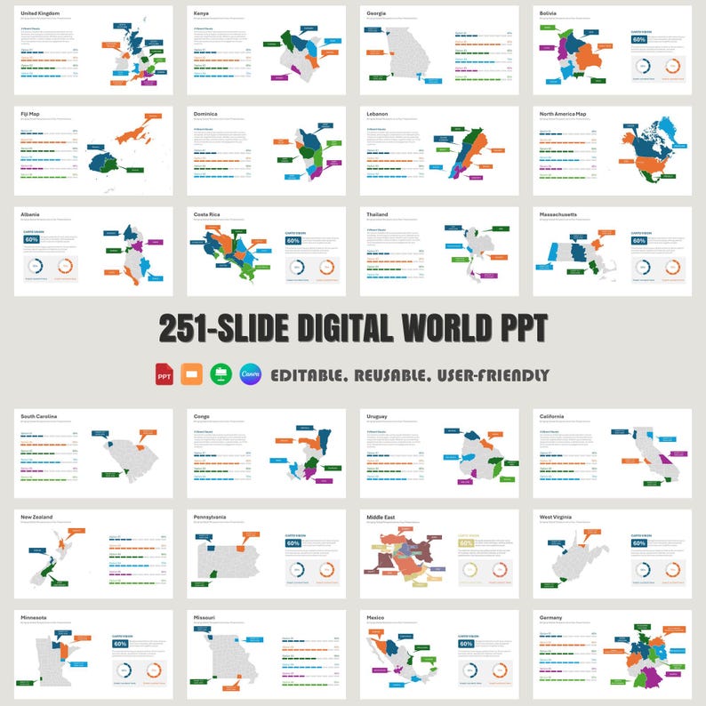 251-slide Digital World Infographics Presentation Template | USA ...