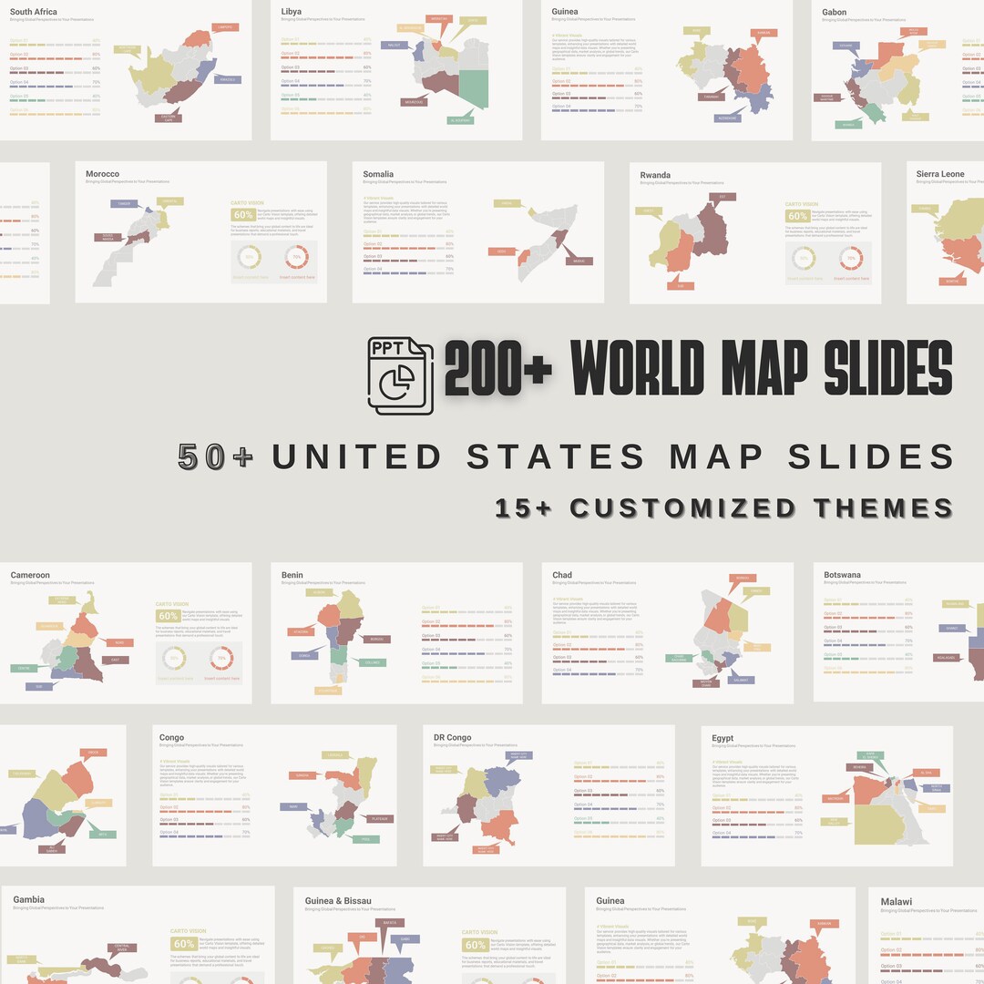 200 Editable Digital World Map Presentations 50 United State Slides ...