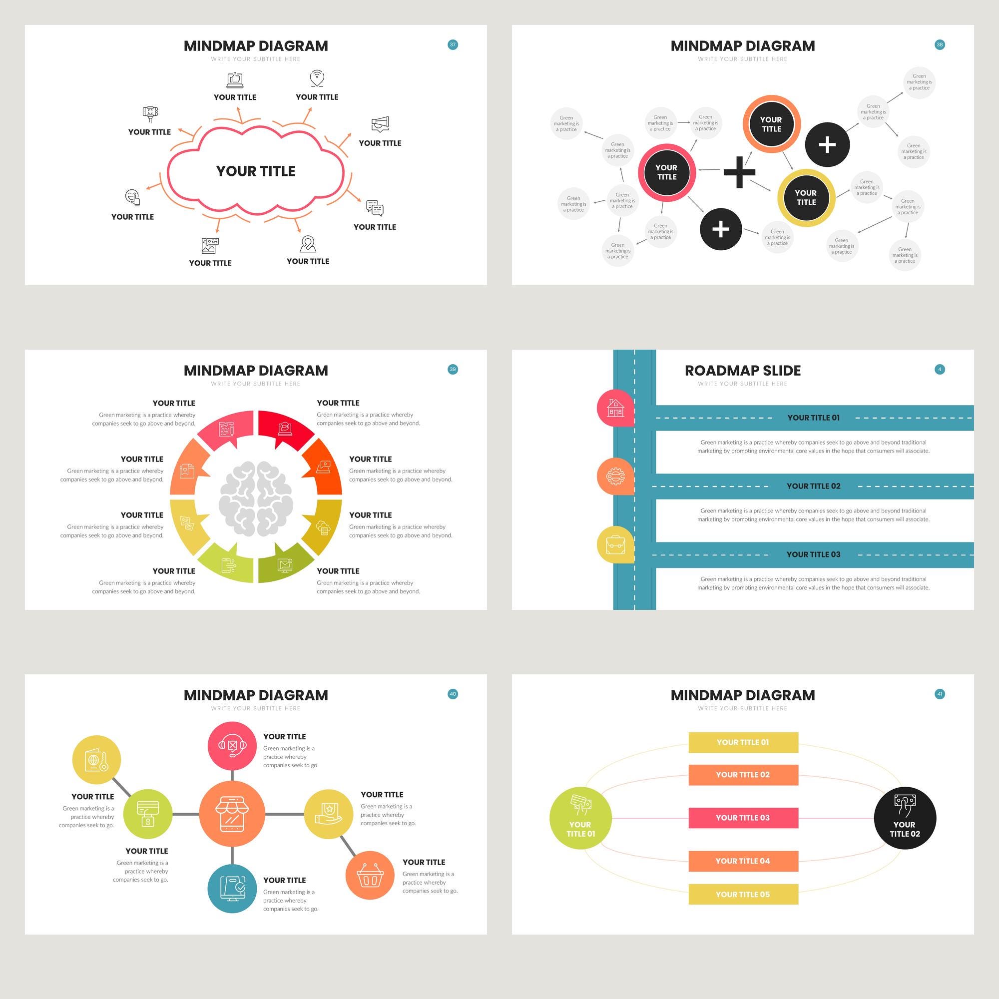 50-slide Roadmap and Mindmap Infographics PPT Template | Project ...