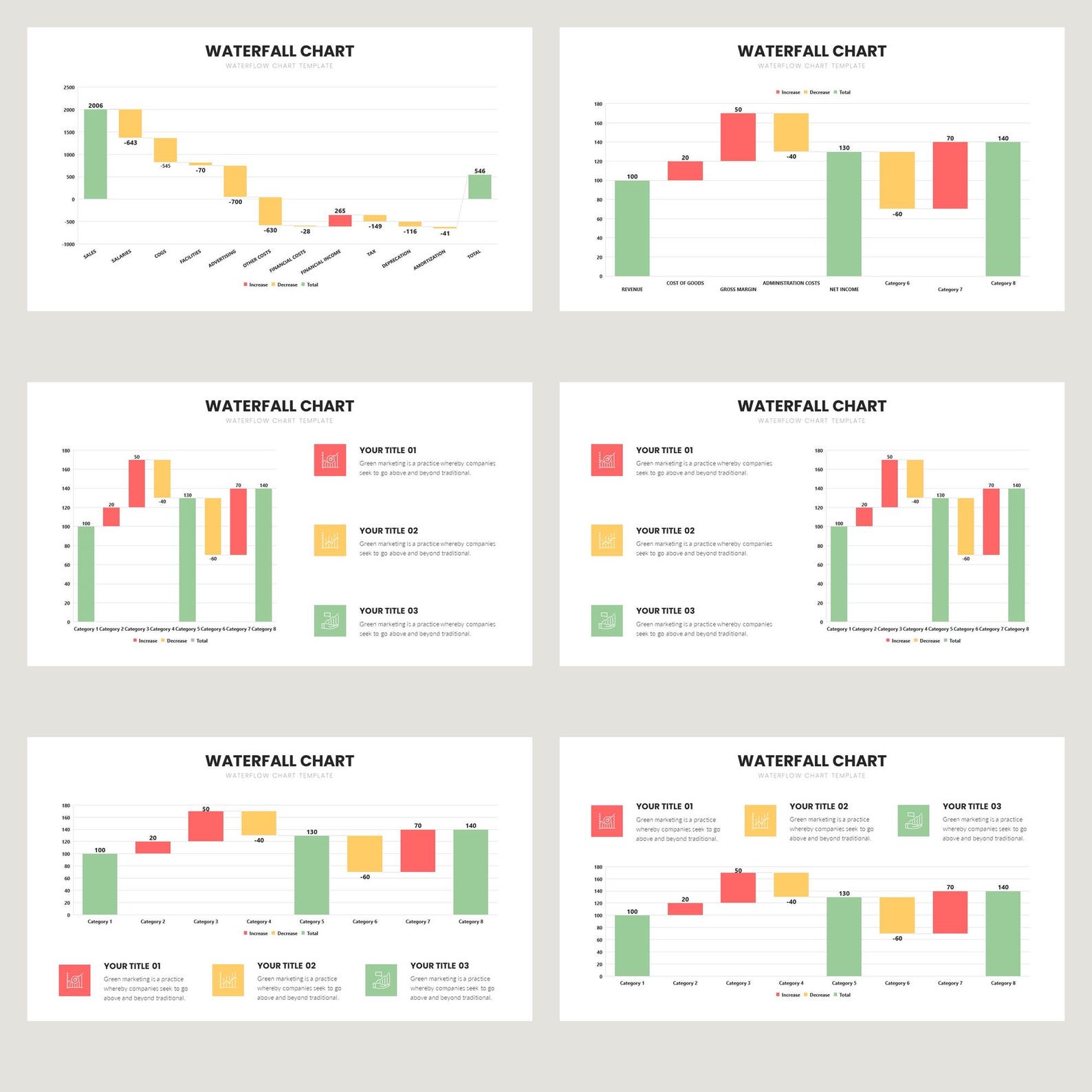 30-slide Waterfall Chart PPT Template | Data Analysis, Business ...