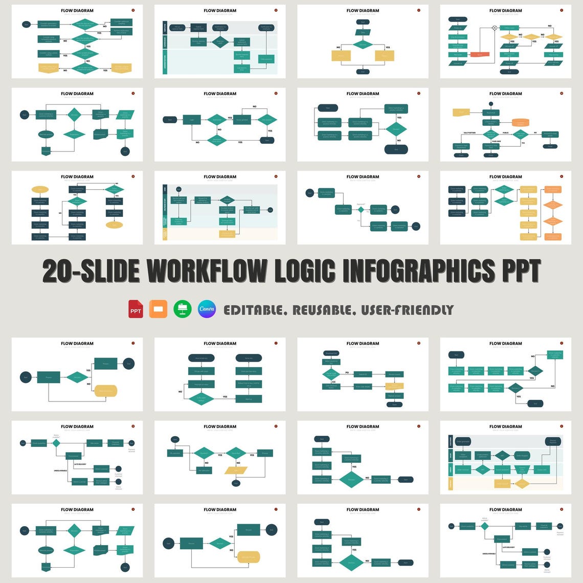 Workflow Logic Infographics Template: Editable Presentation (20-slide ...