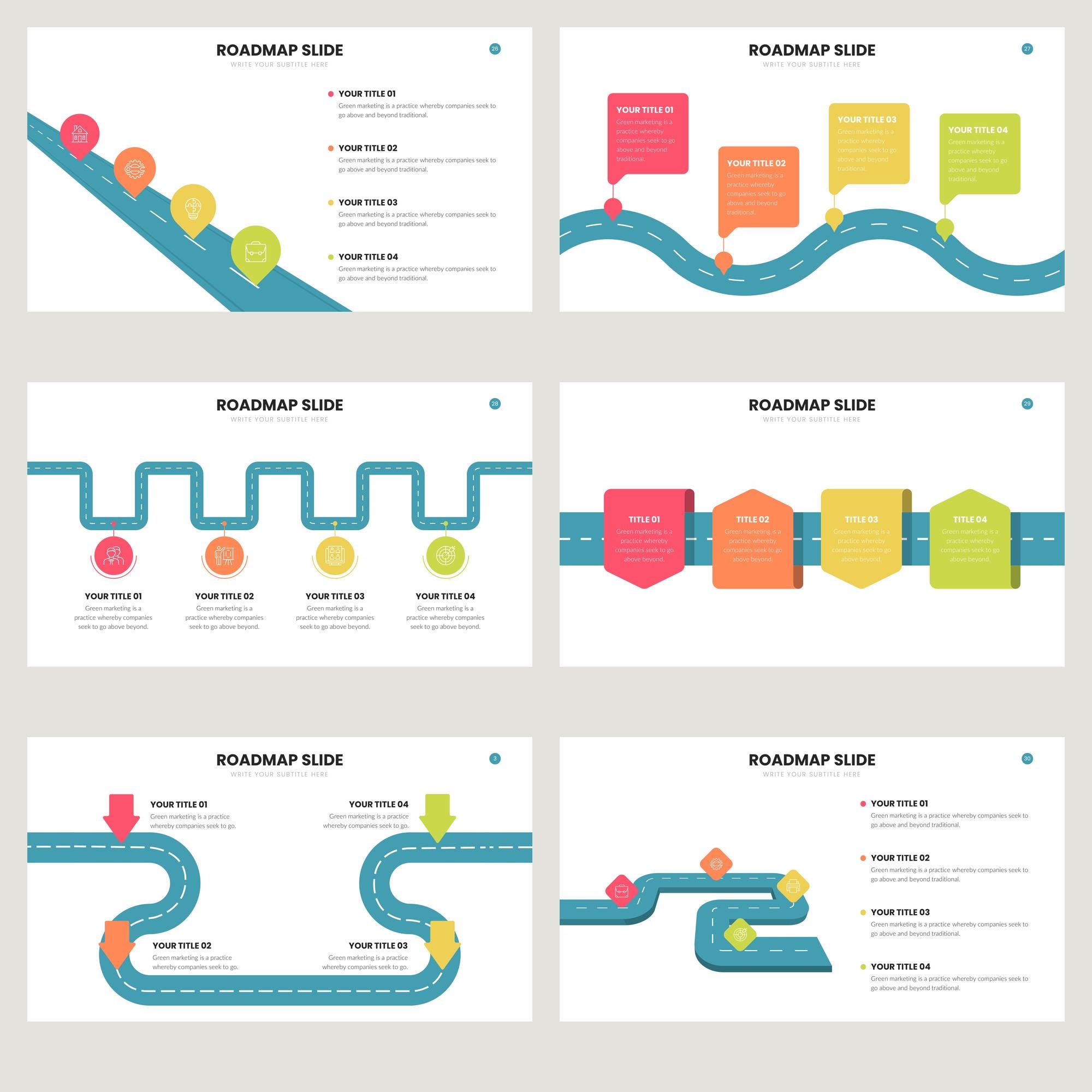 50-slide Roadmap and Mindmap Infographics PPT Template | Project ...