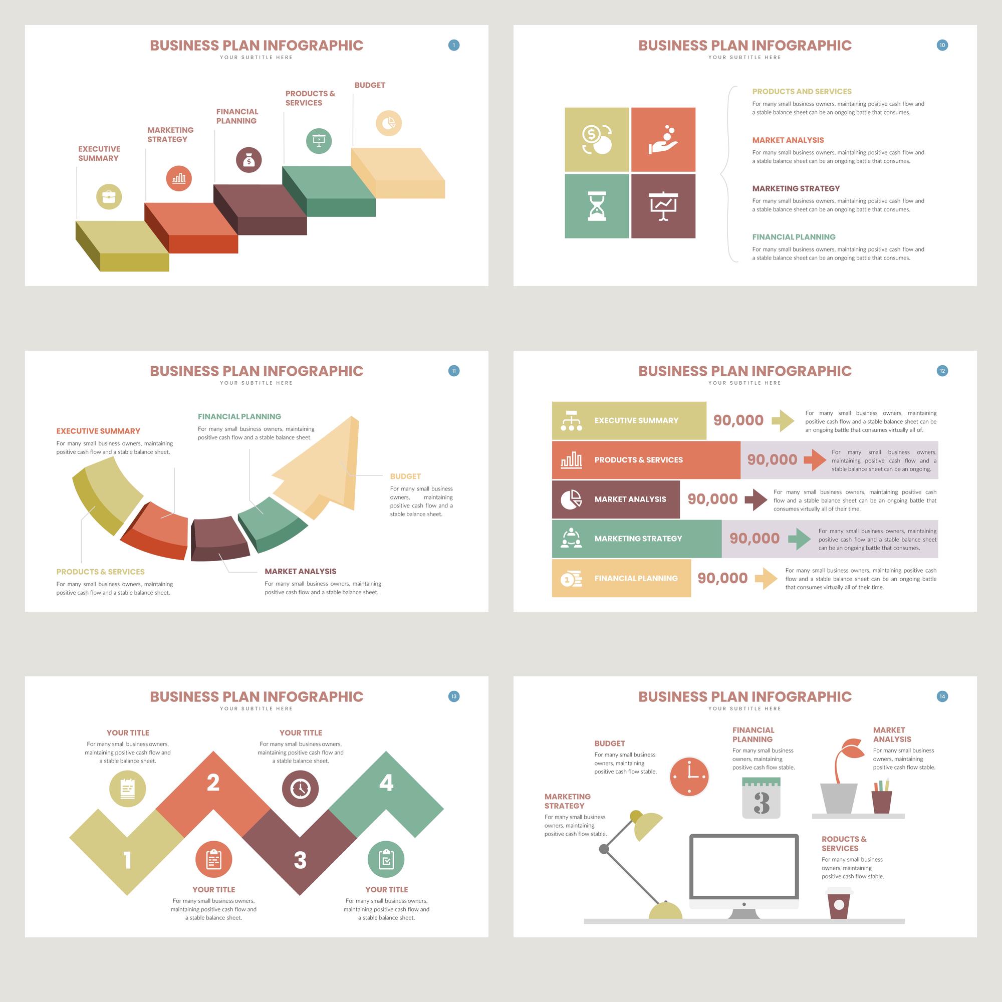 50-slide Business Plan Infographics PPT Template Startup, Strategy ...