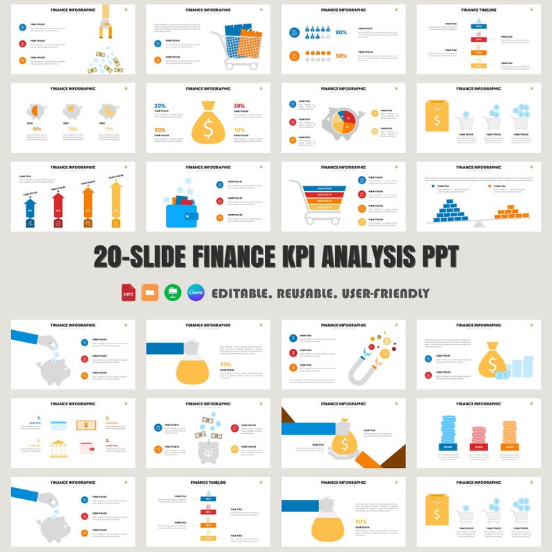 Finance KPI Powerpoint Template: Data Analysis, Business Insights (20 ...