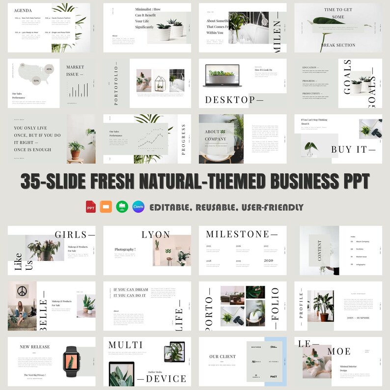 35-slide Minimal Powerpoint Template Business Presentation Template ...