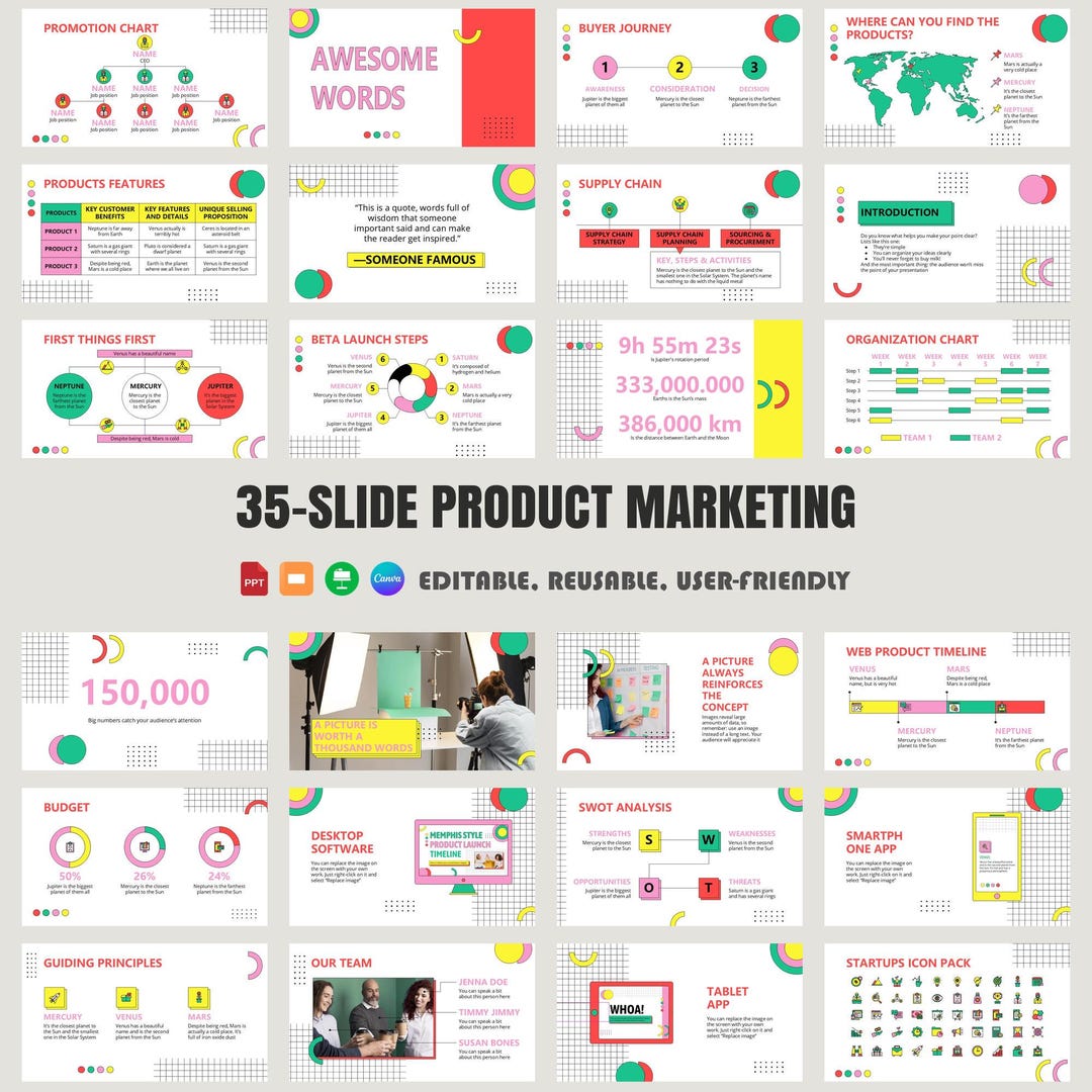 35-slide Bright Visual Storytelling and Project Demo Template ...