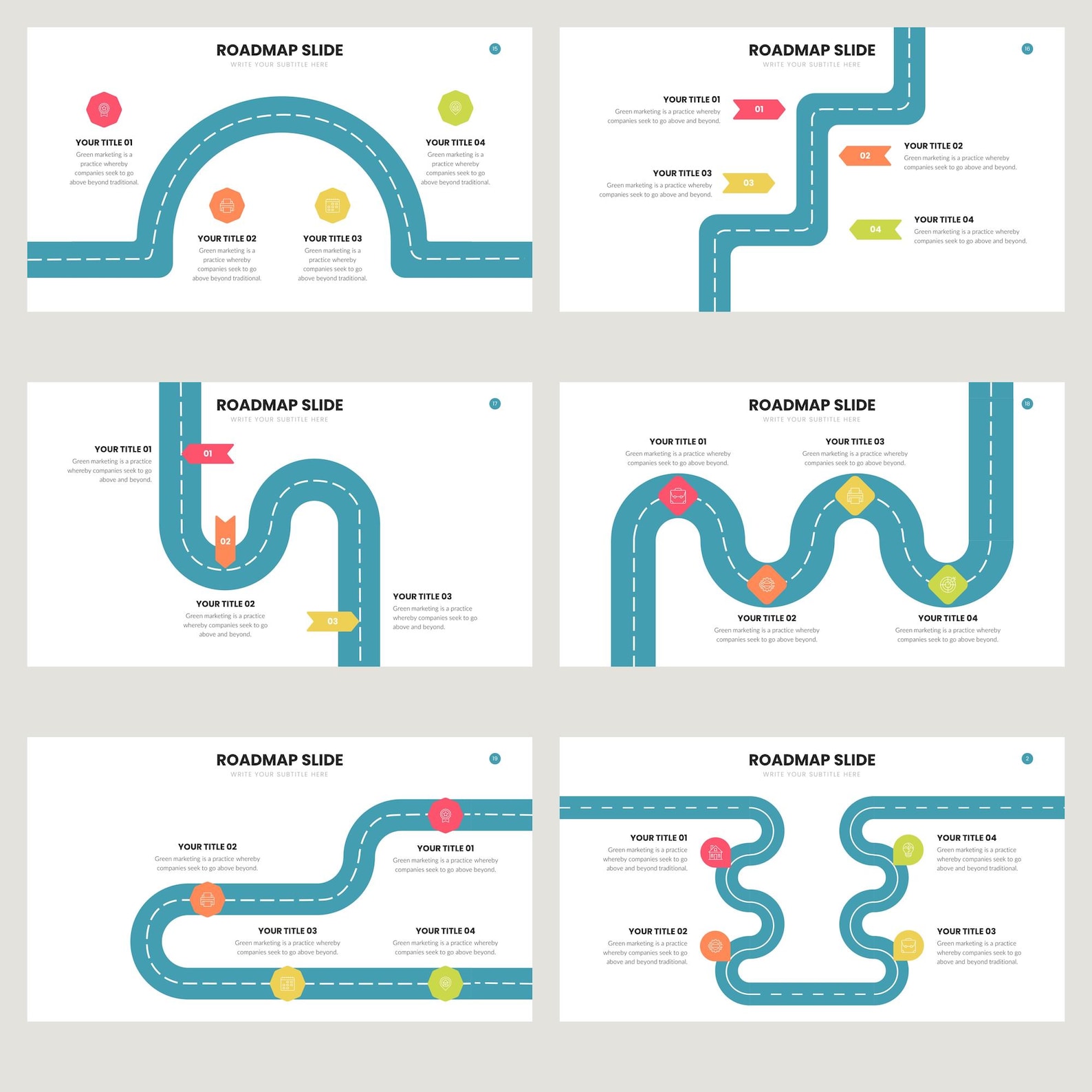 50-slide Roadmap and Mindmap Infographics PPT Template | Project ...