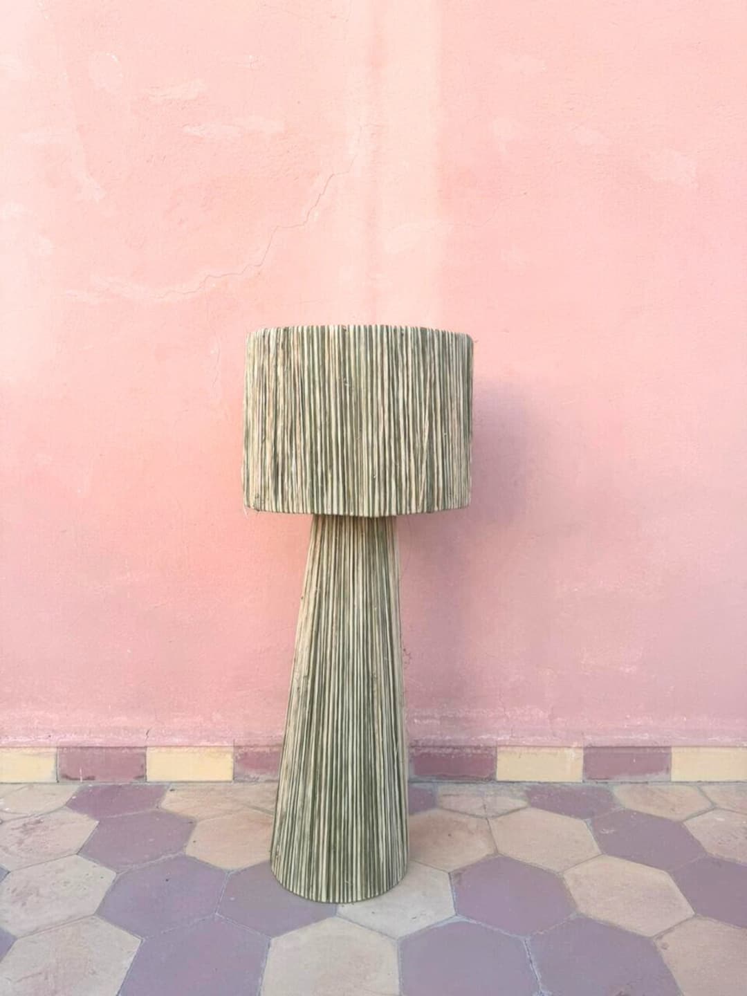 Woven Raffia Table Lamp, Natural Lamp, Handwoven Table Lamp, Raffia ...