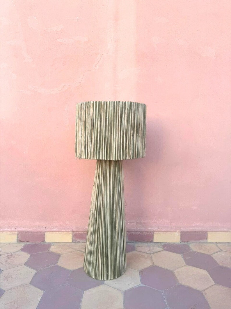 Woven Raffia Table Lamp, Natural Lamp, Handwoven Table Lamp, Raffia ...