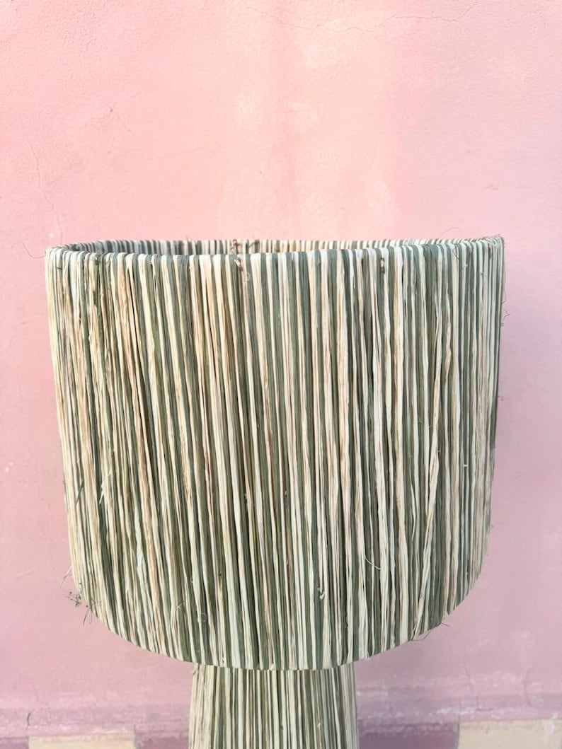 Woven Raffia Table Lamp, Natural Lamp, Handwoven Table Lamp, Raffia ...