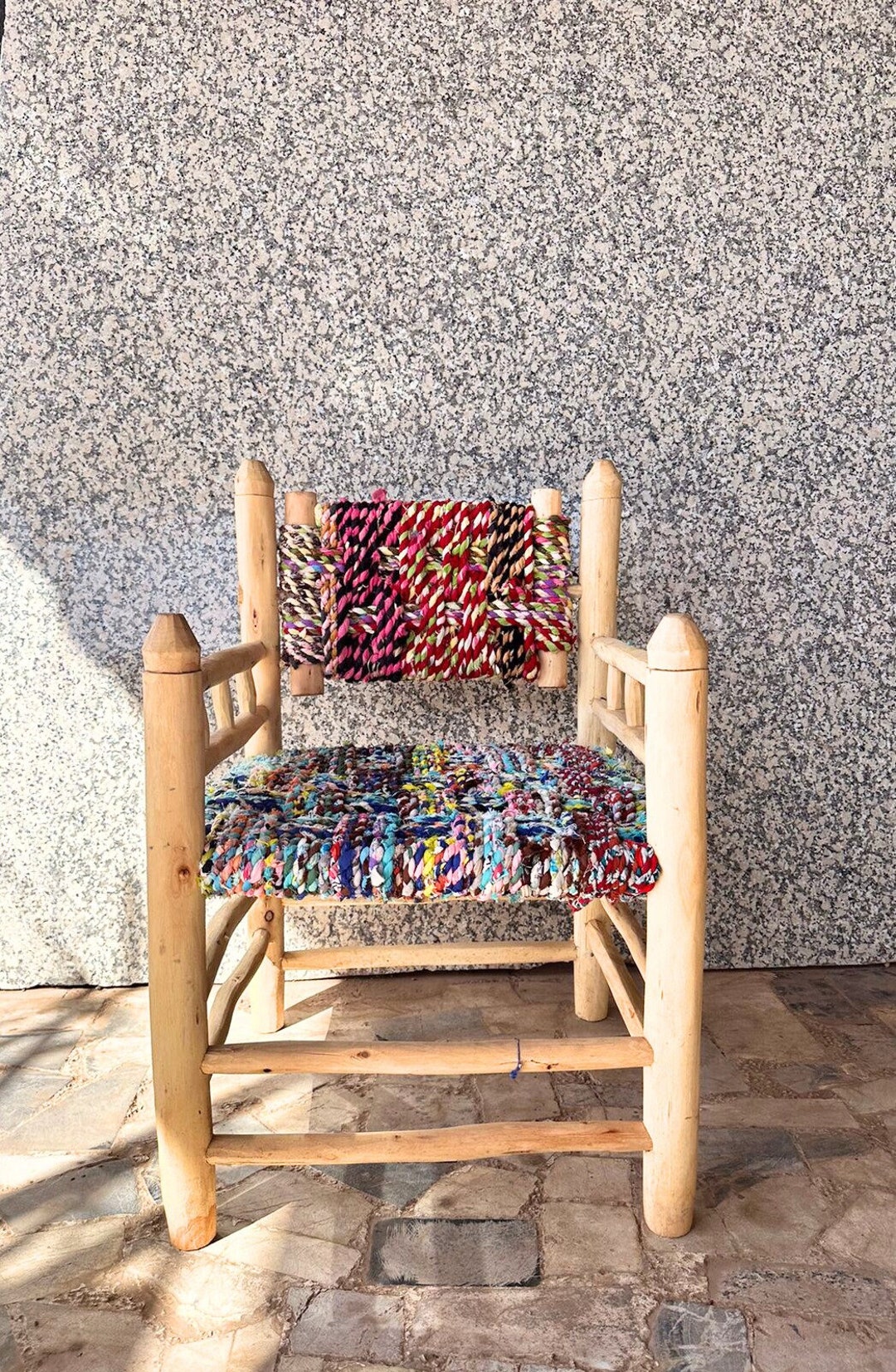 Handmade Macrame Woven Bench: Laurel Wood Entryway Stool - Etsy