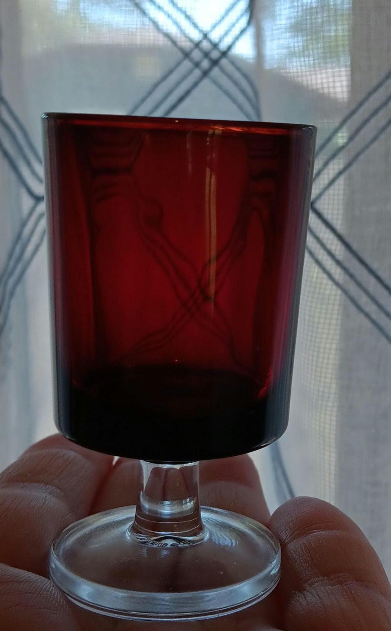 Vintage Luminarc Ruby Red Shot Glasses,barware Ruby Red Glasses - Etsy