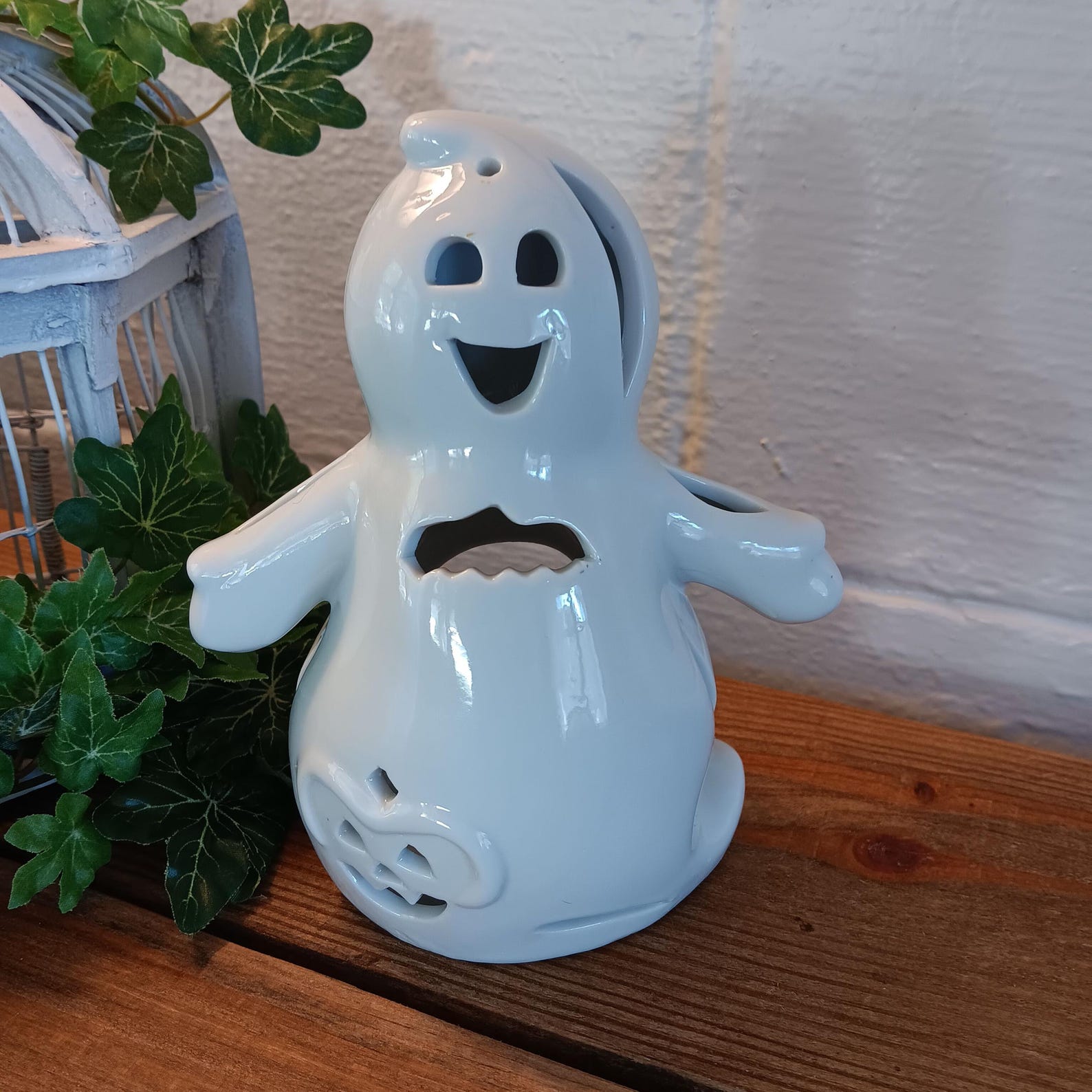 Spooky Minimal White Ghost Luminary,halloween Decor,ceramic White Ghost ...