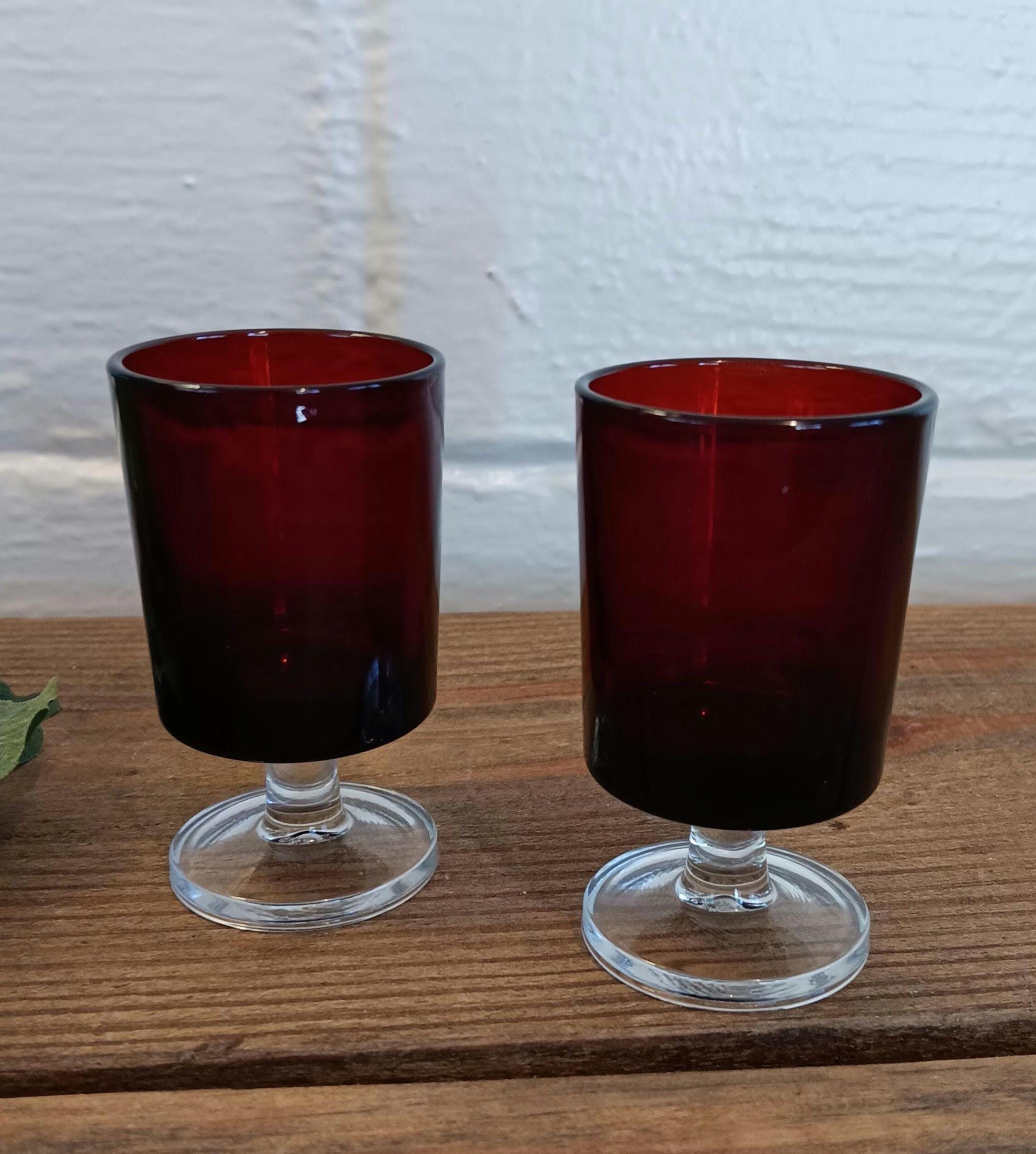 Vintage Luminarc Ruby Red Shot Glasses,barware Ruby Red Glasses - Etsy
