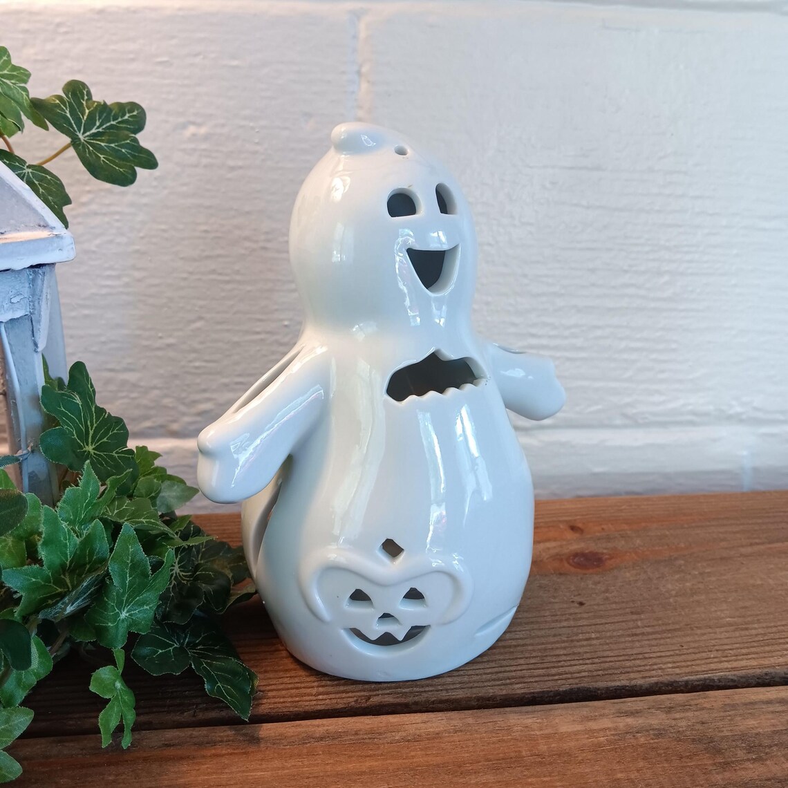 Spooky Minimal White Ghost Luminary,halloween Decor,ceramic White Ghost ...
