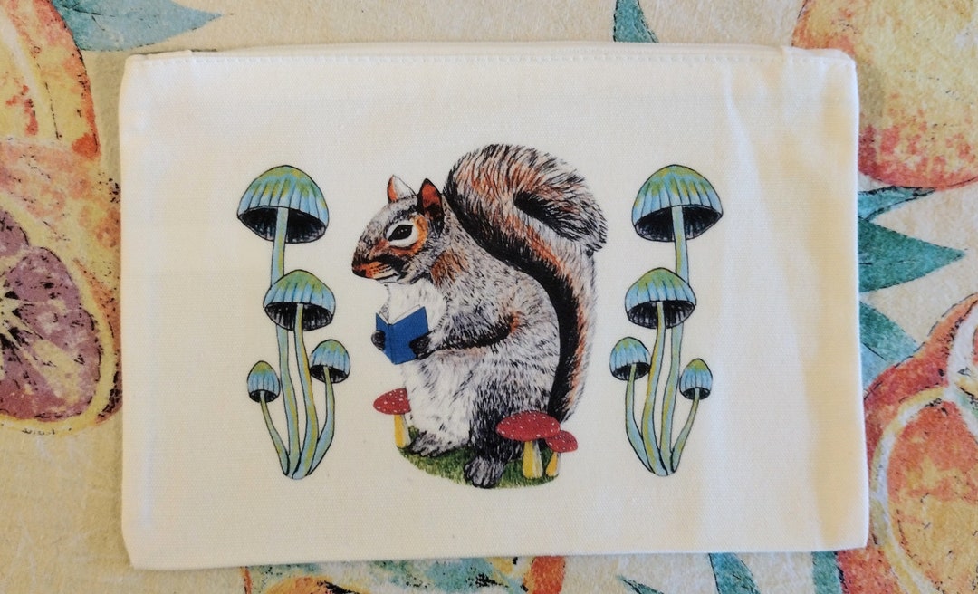 Squirrel With Book Zippered Pouch - Etsy