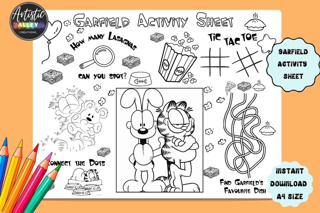Garfield Activity Sheet - Etsy