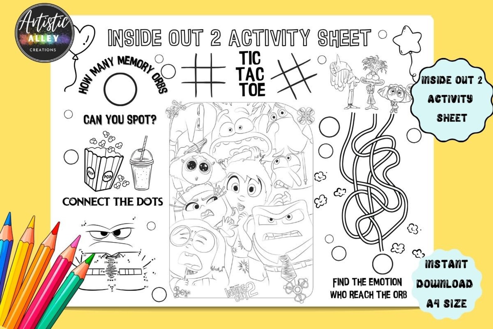 Inside Out 2 Activity Sheet - Etsy UK
