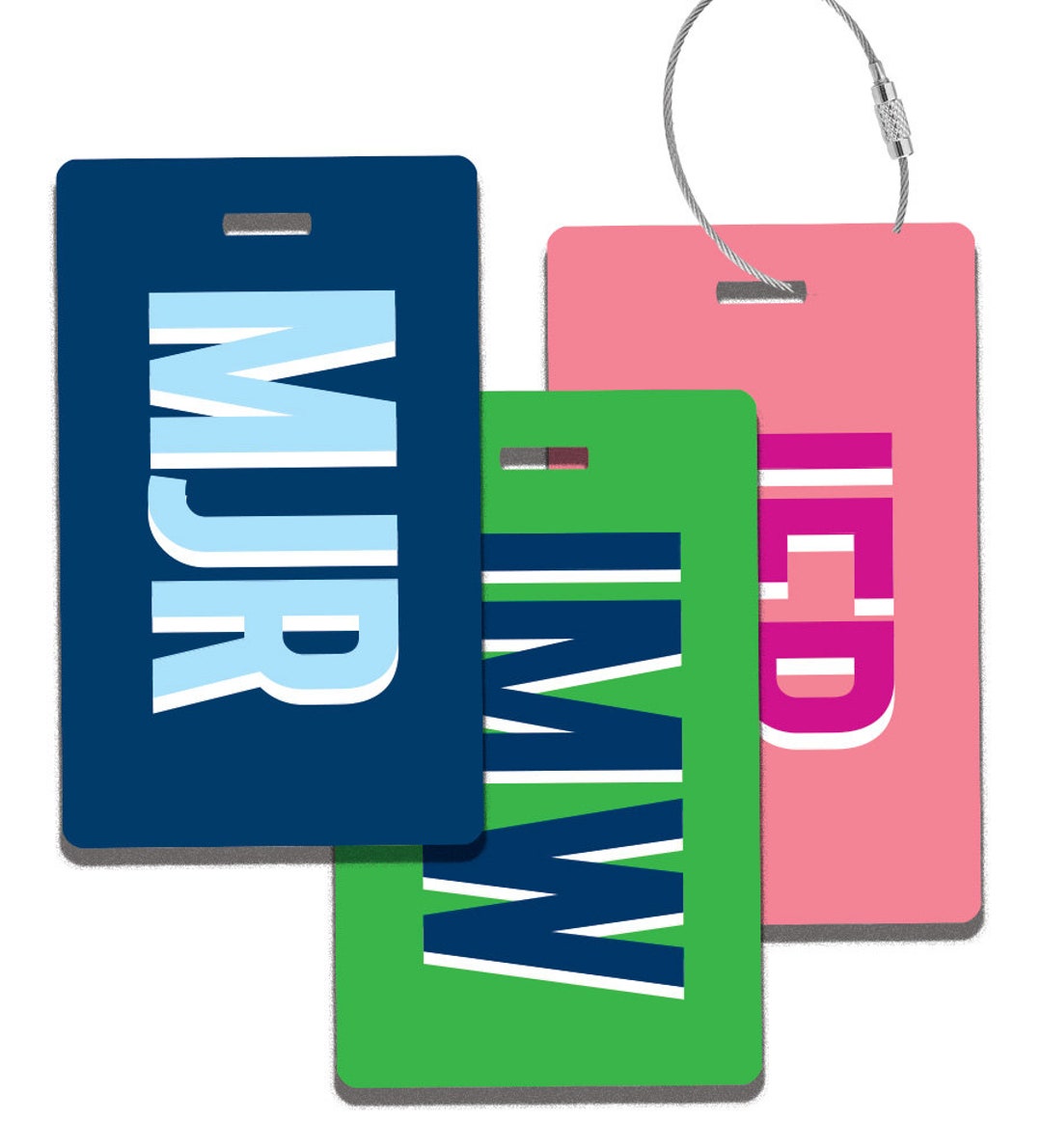 Personalized Shadow Monogram Luggage Tag, Double-sided Bag Tag ...