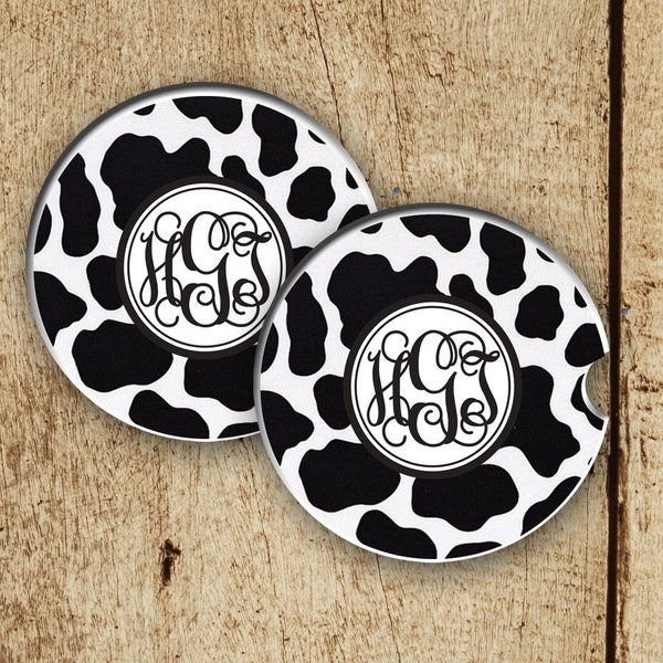 Monogram Cow Car Coasters - Etsy