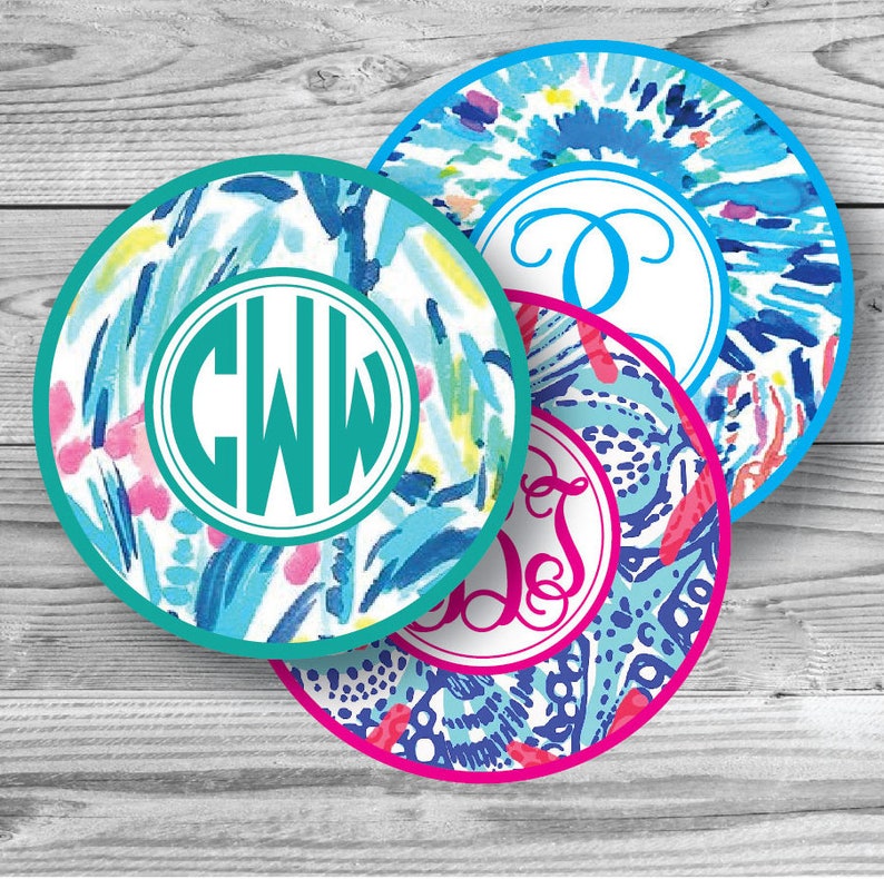 Personalized Stickers Monogram Stickers Preppy Labels - Etsy