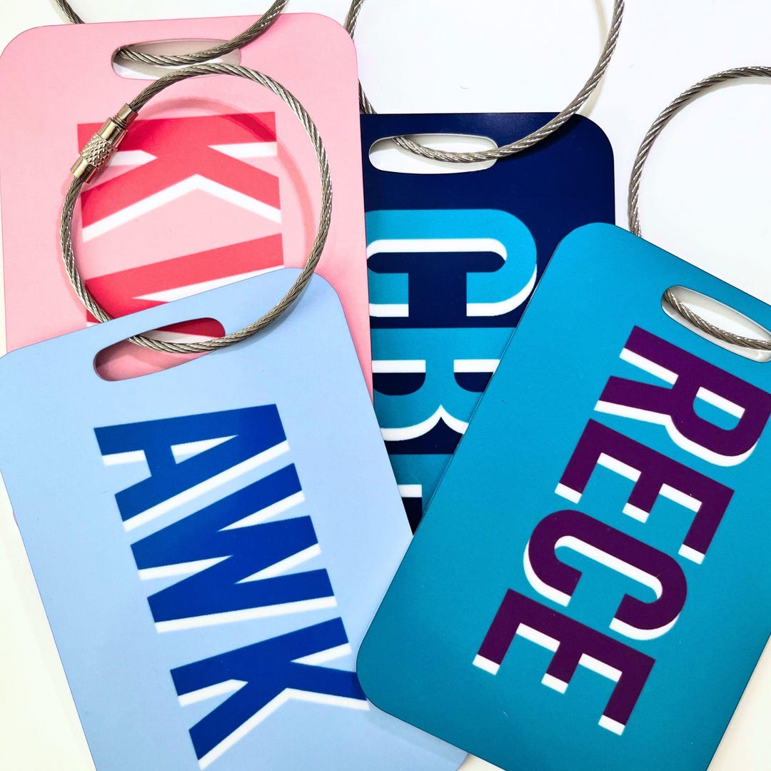 Personalized Shadow Monogram Luggage Tag, Double-sided Bag Tag ...