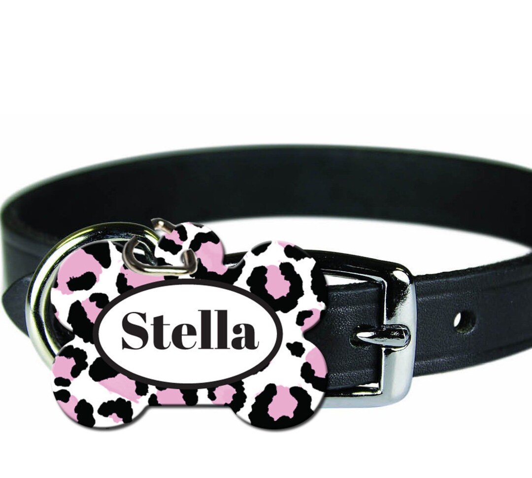 Custom Dog ID Tag, Pink Cheetah Dog Tag, Double Sided, Personalized Pet ...