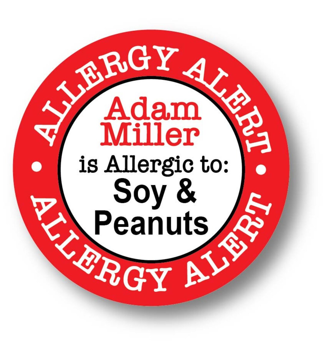 Personalized Allergy Alert Stickers, Waterproof Labels for School and ...
