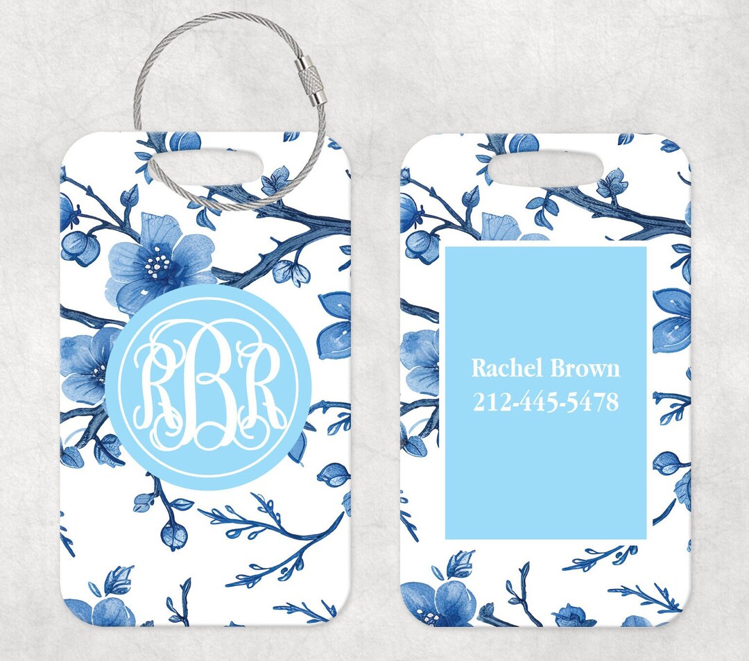 Personalized Bag Tag, Blue Chinoiserie Luggage Tag, Monogrammed Luggage ...