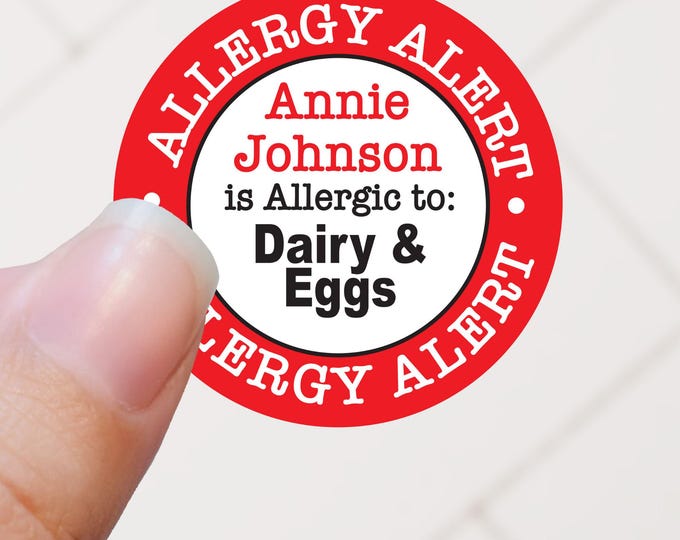 Customized Food Allergy Label Kid School Allergies Sticker Lunch Box ...