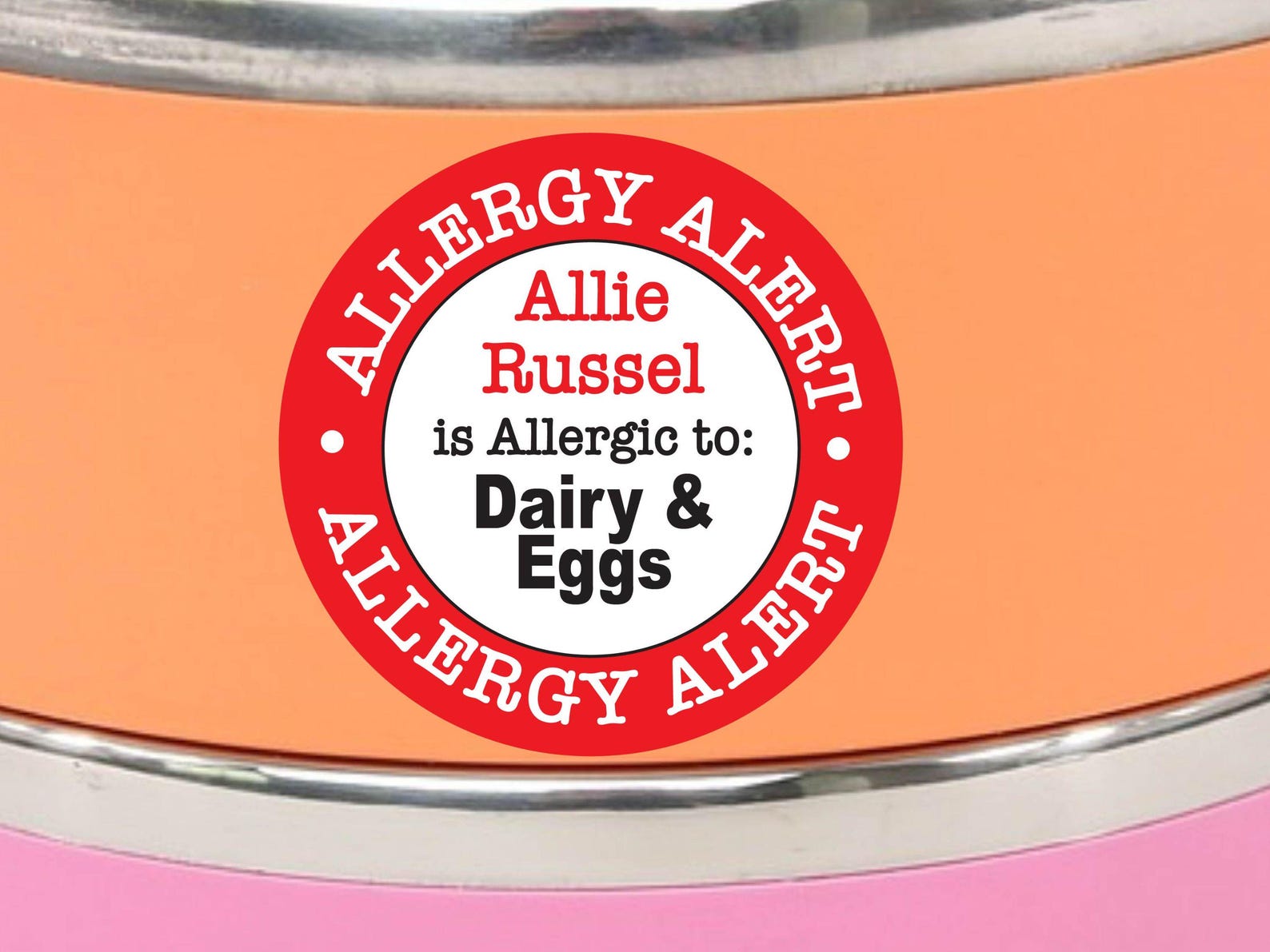 Personalized Allergy Alert Stickers, Waterproof Labels for School and ...
