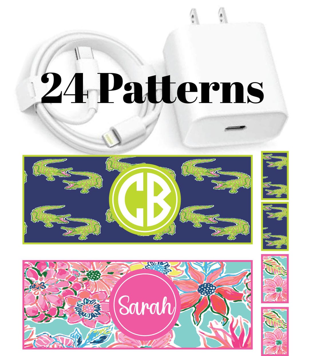 Personalized iPhone Charger Block Decal, Monogrammed Organization ...
