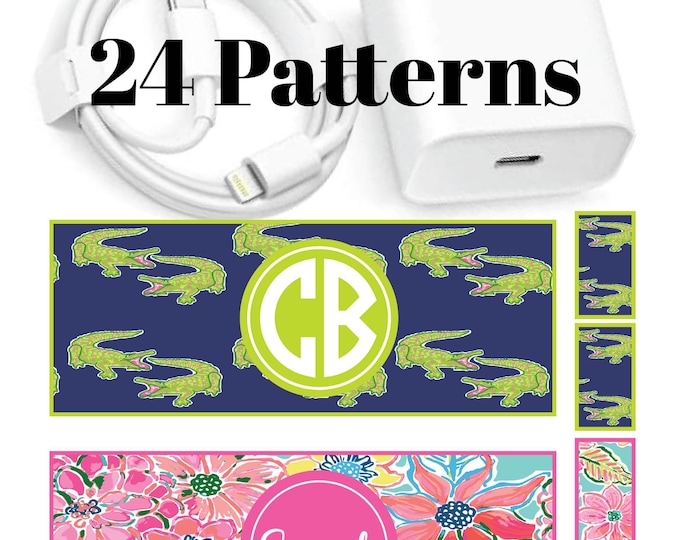 IPhone Apple Charger Wrap With Name | Solid | Glitter | Leopard ...