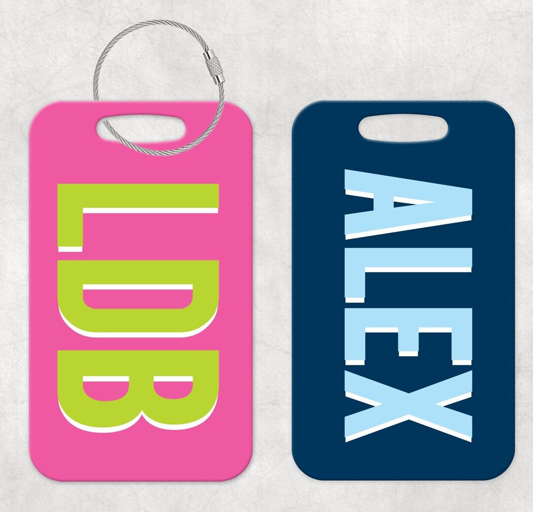 Personalized Shadow Monogram Luggage Tag, Double-sided Bag Tag ...