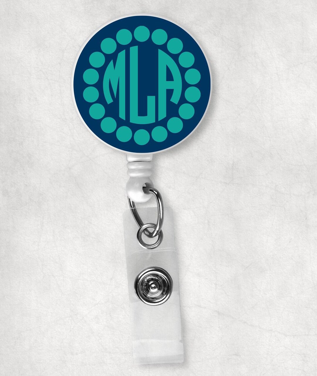 Circle Monogram Badge Reel, Preppy Badge Holder, Nurse Badge Reel, ID ...