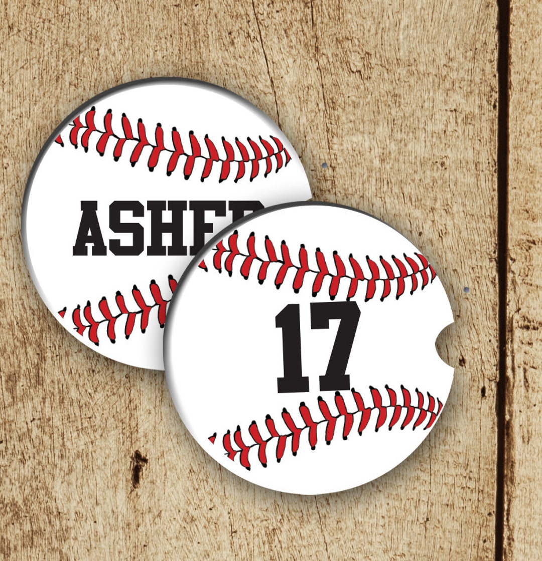 Baseball Car Coasters, Personalized Coasters, Custom Set of Car Drink ...