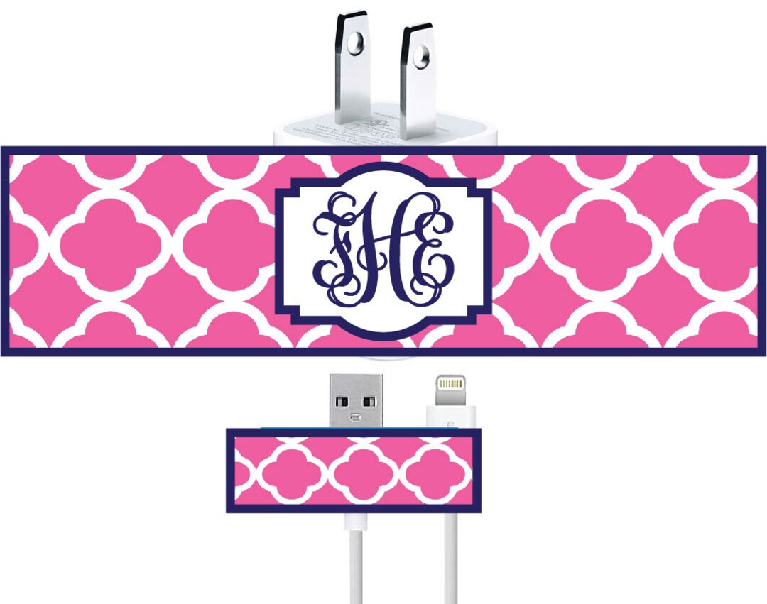 Personalized Iphone Charger Wrap Simple Quatrefoil Print - Etsy